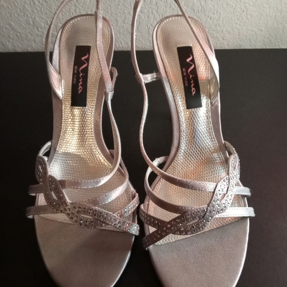 Nina | Shoes | Nina Silver Rhinestone 7m Slingback Heels | Poshmark